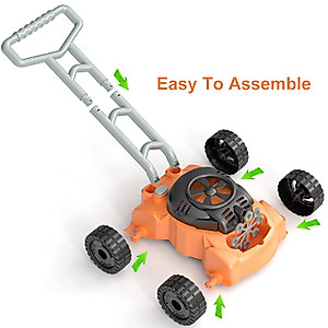JUMELLA Lawn Mower Bubble Machine for Kids - Toddler Toys Automatic Bubble Mower with Music, Baby Activity Walker for Outdoor, Push Toys for Toddler, Christmas Birthday Gifts for Preschool Boys Girls