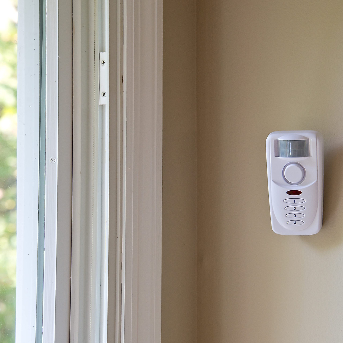 SABRE Wireless Motion Sensor Home Security Burglar Alarm with LOUD 120 dB Siren and 120 Degree Wide Angle Detection, DIY EASY Installation