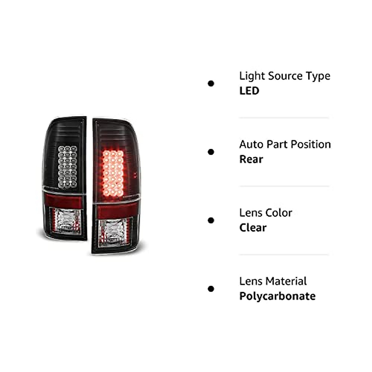 ACANII - For 2008-2016 Ford F250 F350 F450 SuperDuty Black LED Tail Lights Brake Lamps Replacement Driver & Passenger