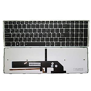 Laptop Keyboard for Gigabyte P37K P37K V3 P37X V4 P37X V5 P37X V6 P37X V6-PC4D P37X V6-PC4K4D Korea KR with Silver Frame and Backlit