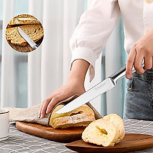 IsheTao Steak Knives, Steak Knife Set of 6, 4.5 inches Steak Knife, Dishwasher Safe High Carbon Stainless Steel Steak Knife, Silver