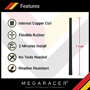 Universal Car Antenna | for Truck Antenna | Ford F150 Antenna | Short Antenna | Car Antenna Replacement | Car Audio & Video Antennas | Jeep Wrangler Antenna Short Auto Antenas para Carros | Rubber 7"