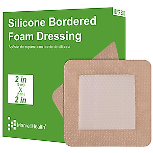 MarvellHealth Calcium Alginate Dressing & Silicone Bordered Foam Dressing, Highly Absorbent, Soft & Conformable