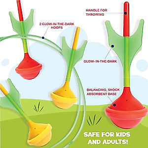 Island Genius Glow in The Dark Lawn Darts Outdoor Yard Game for Kids Teens Adults and Family | Fun Backyard Beach or Tailgate Toss Games for Outside Day or Night