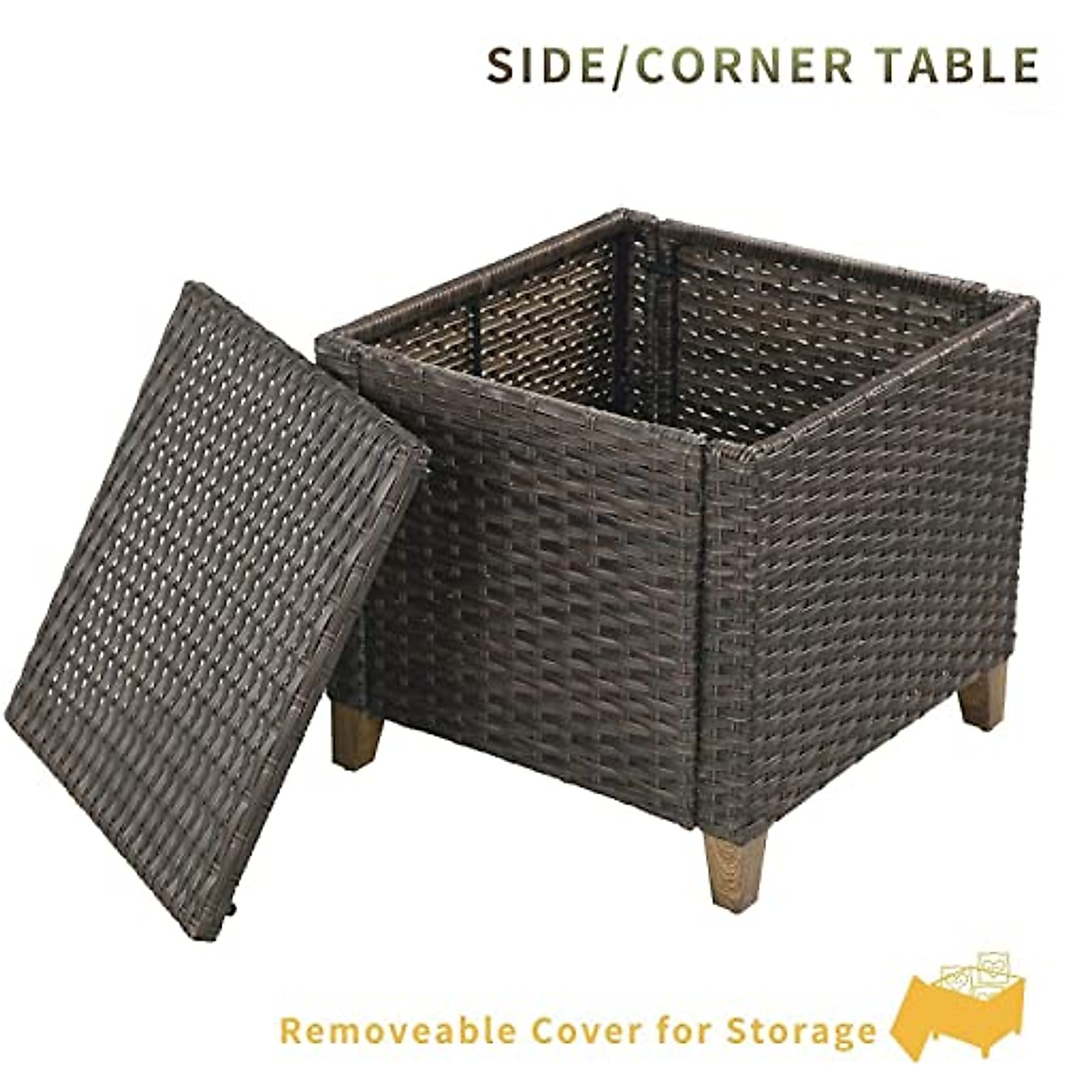 Grand patio Sofa Sets 6 Pieces Luxury Conversation Set with Fire Pit Table, Heavy Duty Rattan Patio Furniture Sectional with Thick Cushions for Yard Garden Porch(Brown Set with Fire Table, 6 PCS)