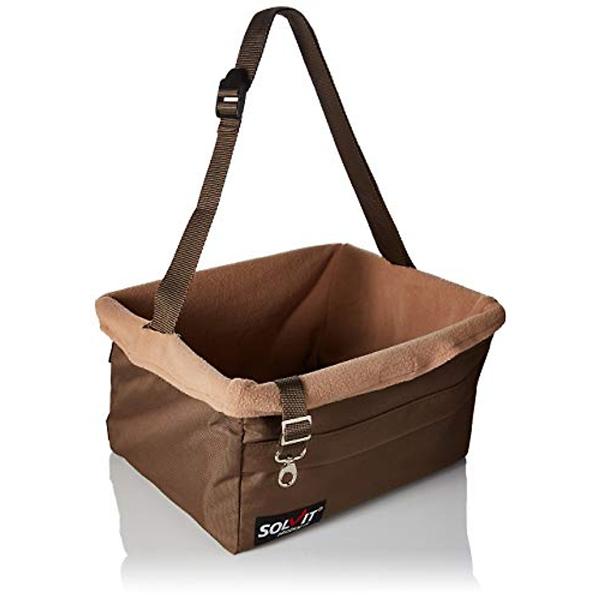 PetSafe Happy Ride Booster Seat - Dog Booster Seat for Cars, Trucks and SUVs - Easy to Adjust Strap - Durable Fleece Liner is Machine Washable and Easy to Clean - Medium, Brown