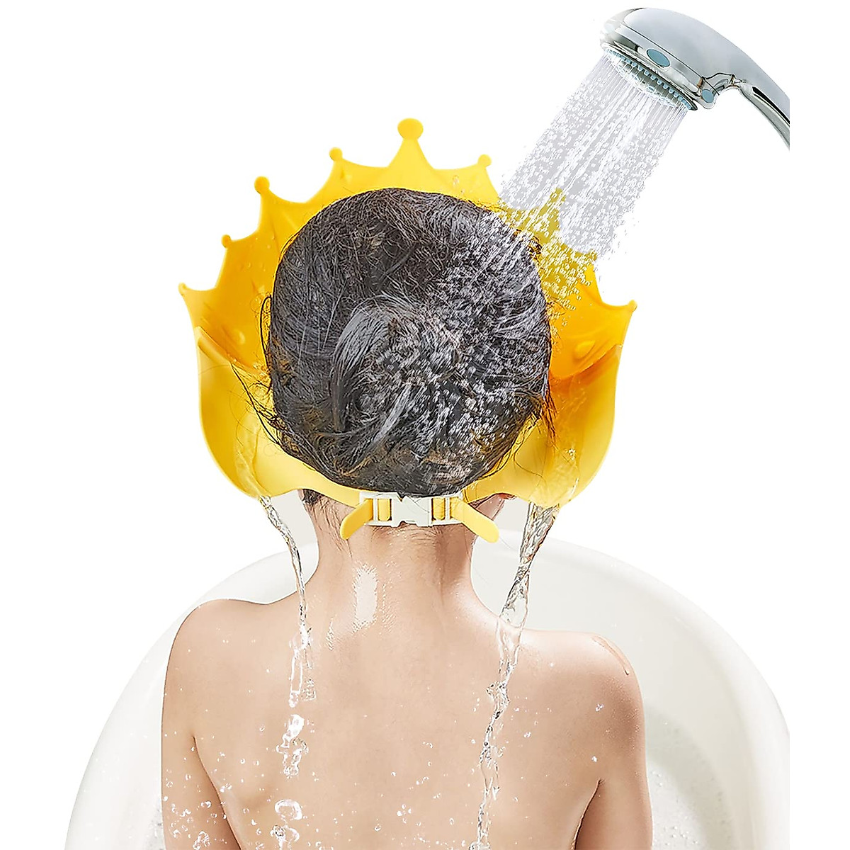 Baby Shower Cap Crown, Hair Washing Hat for Toddlers, Shower Face Shields, Bath Visor for Toddlers, Make Hair Washing So Much Easier & Less Stressful, Yellow