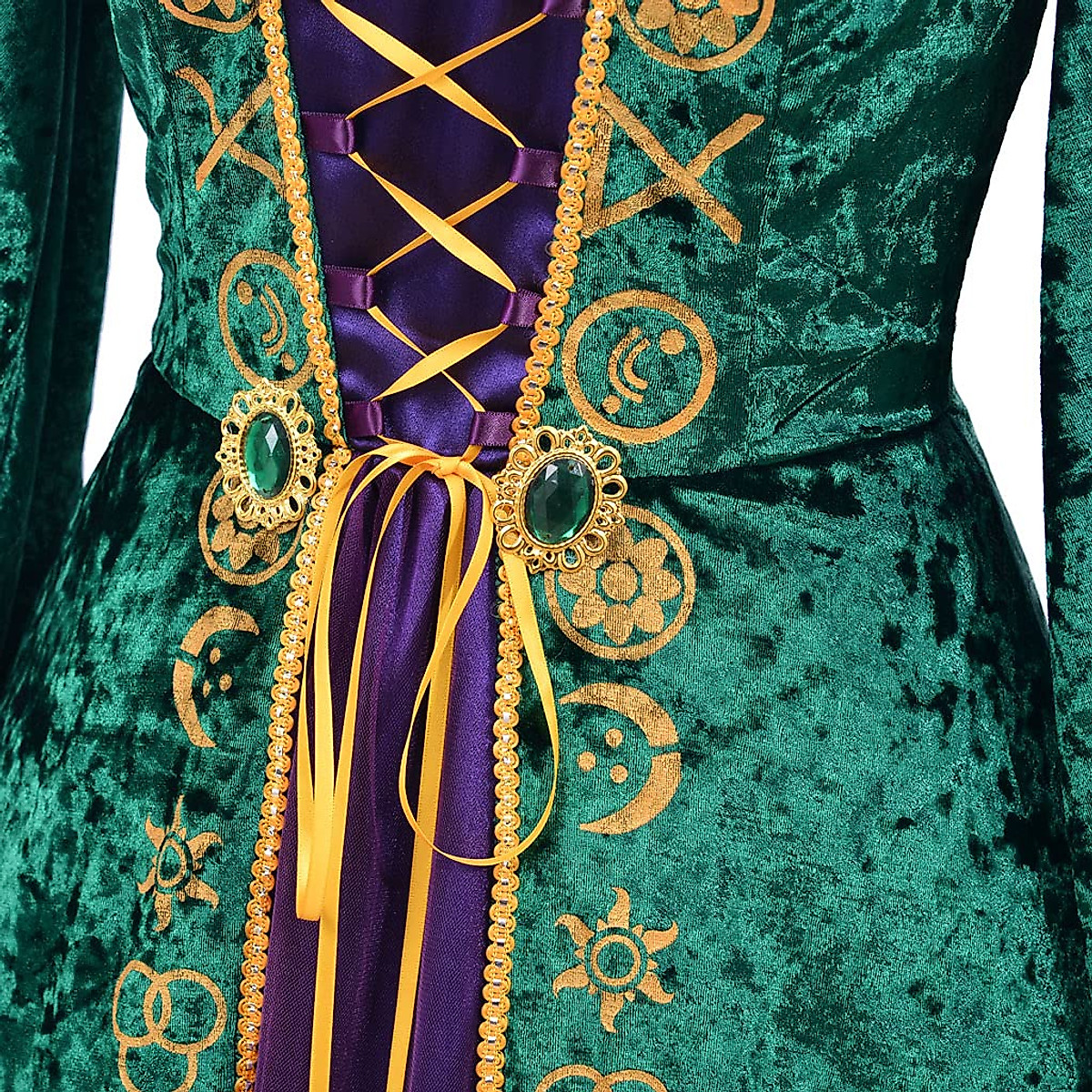 1791's lady Women Green Velvet Dress Halloween Witch Cosplay Costume