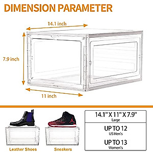 GTMOON Clear Plastic Stackable, 3 Pack Shoe Boxes, Shoe Organizer Box for Closet, Stackable Sneaker Containers Case, Excellent Alternative to Shoe Racks, White10