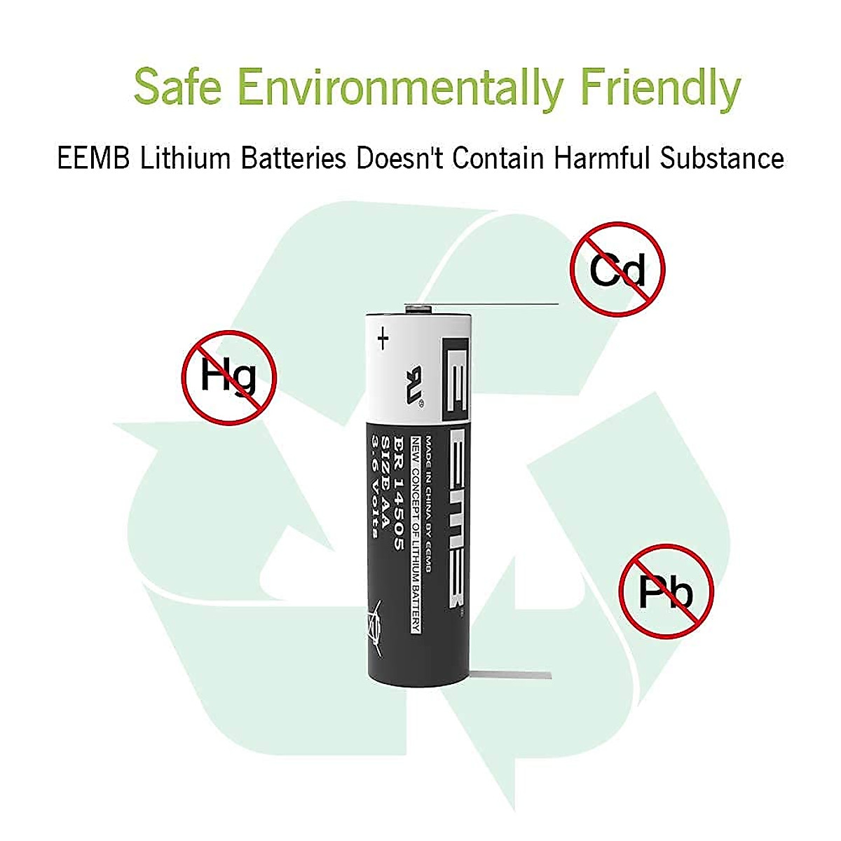 EEMB 4Pack ER14505 AA 3.6V Lithium Battery with FT Solder Tabs Li-SOCL₂ Non-Rechargeable Battery SB-AA11 LS14500 TL-5903 SL-360 S7-400 ER14500 for Chip Board/Sensor/Backup Power Supply/PLC Battery