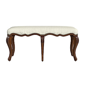 BOWERY HILL Traditional Wooden Upholstered 42" W Bench - Cherry Brown