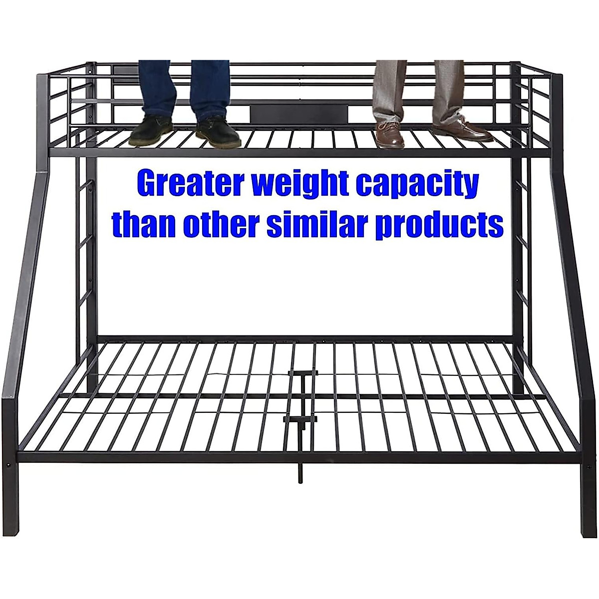 SIGONE Stronger and Safer Metal Bunk Bed Twin XL Over Queen Size Black Heavy Duty Thicken Safer More Stable Steel Bunk Queen Bed with Reinforced Legs and Ladder, Easier Assembly (Twin XL Over Queen)