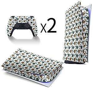 Pattern with Elephants Full Protective Skin Cover Design Wrap Decal Sticker Compatible with PS5 Digital Edition Console and Controller