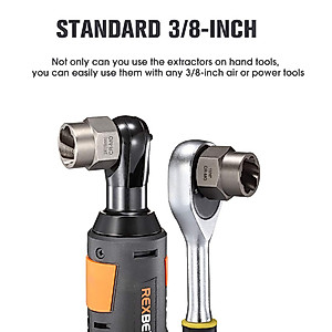 REXBETI Impact Bolt & Nut Remover Set, 13 Pieces Bolt Extractor Tool Set with Solid Storage Case