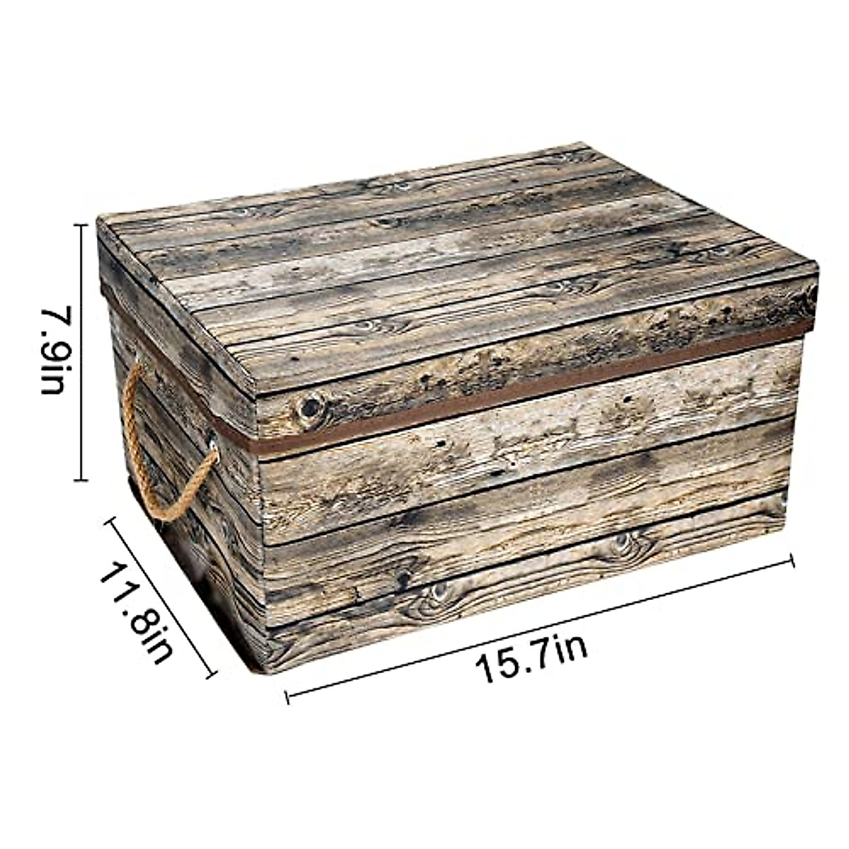 Livememory Decorative Storage Boxes with Lid, Fabric Storage Bins with Lids and Handles for Office, Bedroom, Closet, Toys. L15.7 x W11.8 x H7.9 Inches (Not Made of Wood, 2 Pack)