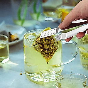 WoYous Tea Scoop, 5 Pcs Tea Scoop For Loose Tea Set Stainless Steel Silver Tea Measuring Spoon Tea Bag Squeezer and Small Tea Scoops for Home Tea Coffee Milk Sugar