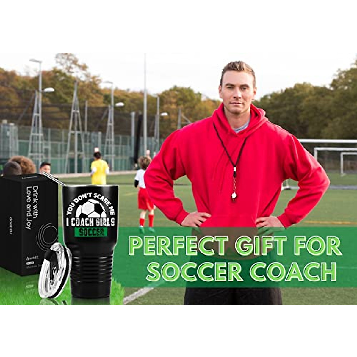 Onebttl Soccer Coach Gifts, Funny Gift Idea for Appreciation, Christmas, Birthday, 30oz Stainless Steel Insulated Travel Mug - I Coach Girls Soccer