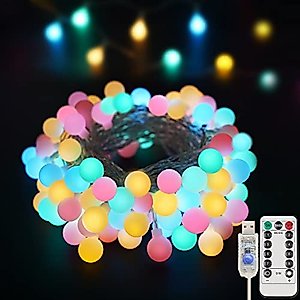 suddus Globe String Lights Bedroom, 100 Led Fairy Lights Plug in, Indoor String Lights for Classroom, Dorm, Birthday, Backyard, Patio, Garden, Party, Living Room, Pastel Color