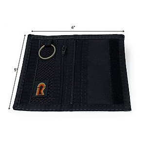 Rainbow of California Minimalist Front Pocket Slim ID Wallet/Inside Keyring Lanyard Attachable / 76PL-V1 (Black)