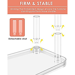 Bissap Hamster Platform, Plastic Play Platform Hamster Stand Platform for Dwarf Syrian Hamsters Gerbils Mice Degus or Other Small Pets Cage Accessories - Transparent