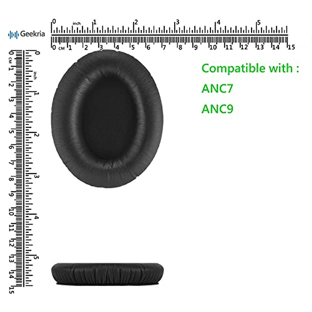 Geekria QuickFit Replacement Ear Pads for Audio-Technica ATH-ANC7, ANC9 Headphones Ear Cushions, Headset Earpads, Ear Cups Cover Repair Parts (Black)