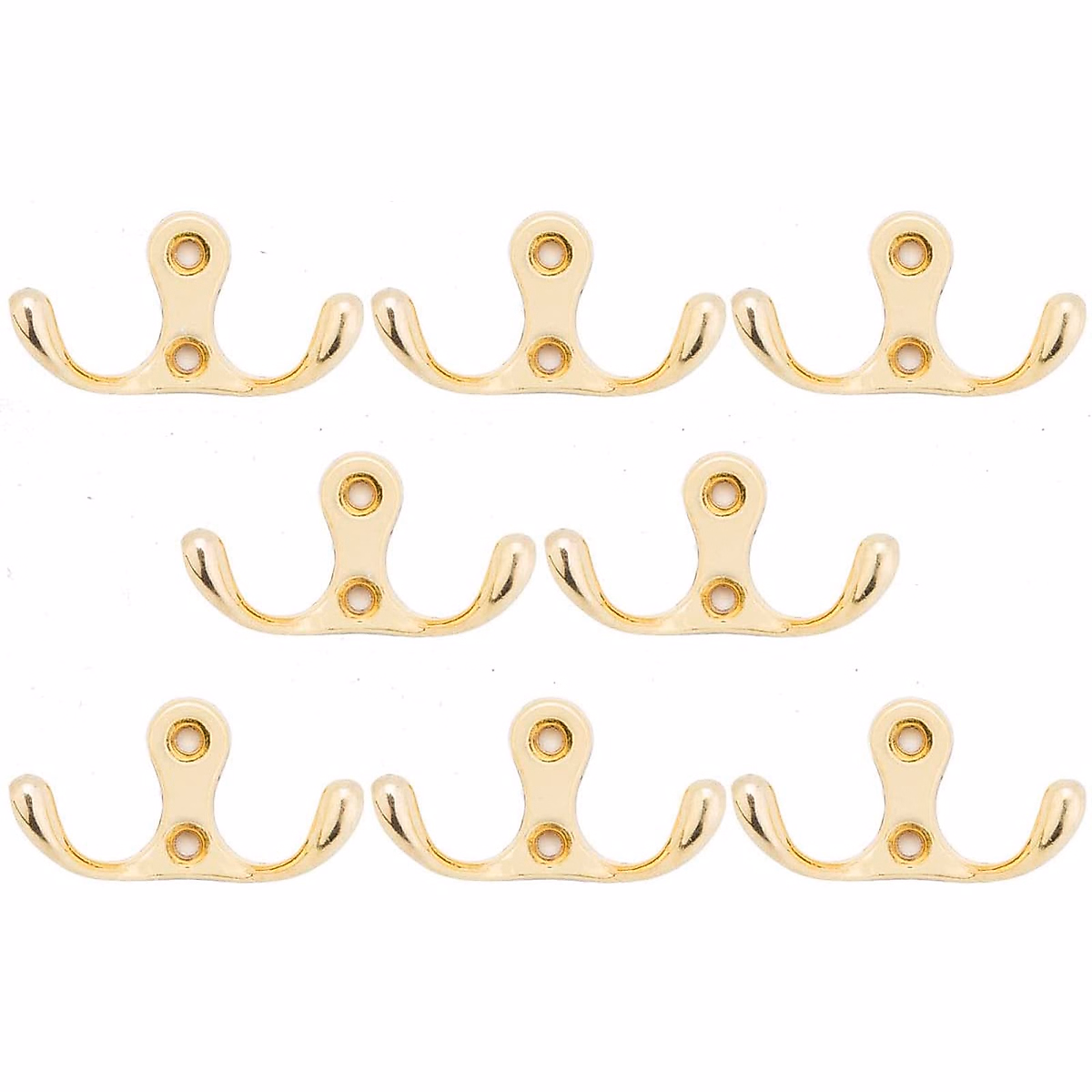 Ulifestar Coat Hook Coat Rack,Double Prong Metal Towel Hook Wall Hook for Hanging Clothes,Pants,Purse,Robe,Towel,Belt,Tie,Key,Mug,Cup,Wreath,Heavy Duty Rustic Bathroom Hanging Hooks,8Pcs (Gold)