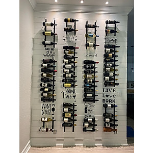 VintageView W Series (1 Ft) - 3 Bottle Metal Wall Mounted Wine Rack (Satin Black) Stylish Modern Wine Storage with Label Forward Design