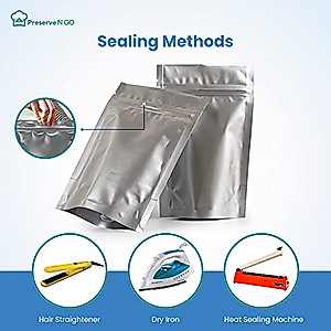 Ex-Thick Stand Up 25 Pcs 1 Gallon Mylar Bags for Food Storage 7.55 Mil - Large 14"x10" Airtight Vacuum Sealing Sealable Mylar Bags, Long Term Mylar Food Storage Bags, Zipper Pouches Durable Resealable and Heat Sealable Bags For Food