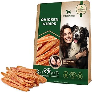 Beloved Pets Chicken Jerky Strips Dog Treats - Human Grade Meat Sticks - Natural Pet Dried Snacks Rawhide - Free - Long Lasting Chews for Large & Small Dogs - Best for Training & Healthy Teeth