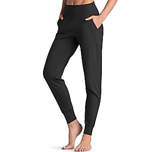 Wjustforu Joggers for Women High Waist Active Sweatpants, Women's Lounge Sweatpant with Pockets ((Small, Black)