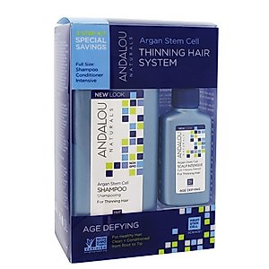 Andalou Naturals Age Defying Hair Thinning Treatment System, 3 Piece Kit Conditioner, Shampoo, 11.5 Ounce