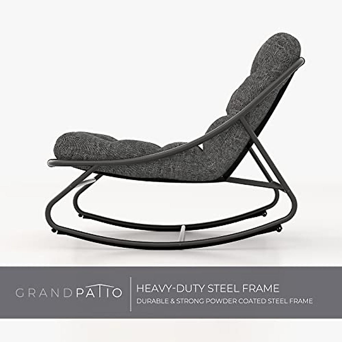 Grand patio Indoor & Outdoor Samba Rocking Chair - Deluxe Lounge Chair with Thick Padded Cushion, Enlarged Armless Seat - Rocking Chair for Front Porch, Garden, Backyard - Grey