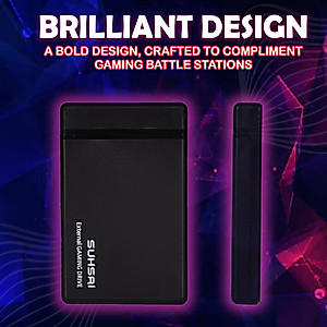 Suhsai External Hard Disk for Gaming, USB 3.0 Portable HDD Storage & Backup Drive for Laptop, Desktop, Playstation Xbox Game - Suitable with Windows, Mac, Game Console, PS4, PS5 (320GB - Black)