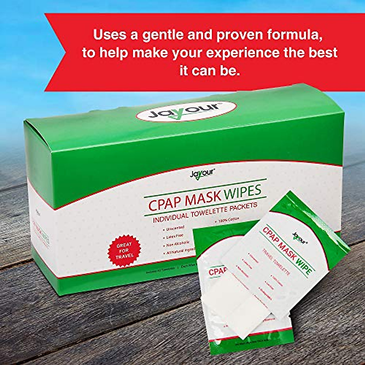 40 Pack - Travel CPAP Mask Wipe Towelettes - 40 Wipes Total {1 Wipe Per Packet} Unscented, 100% Cotton, Lint Free | For Cleaning CPAP Mask | Perfect For Travel