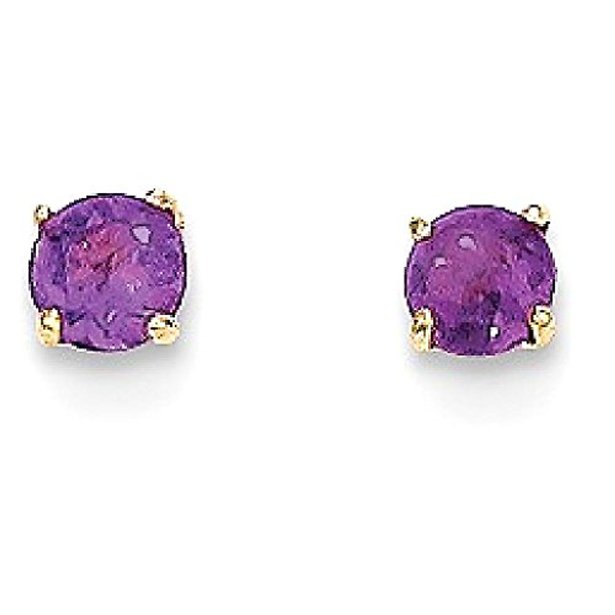 14K Yellow Gold Round Purple Amethyst 3mm Studs Gemstone Earrings February Birthstone Jewelry