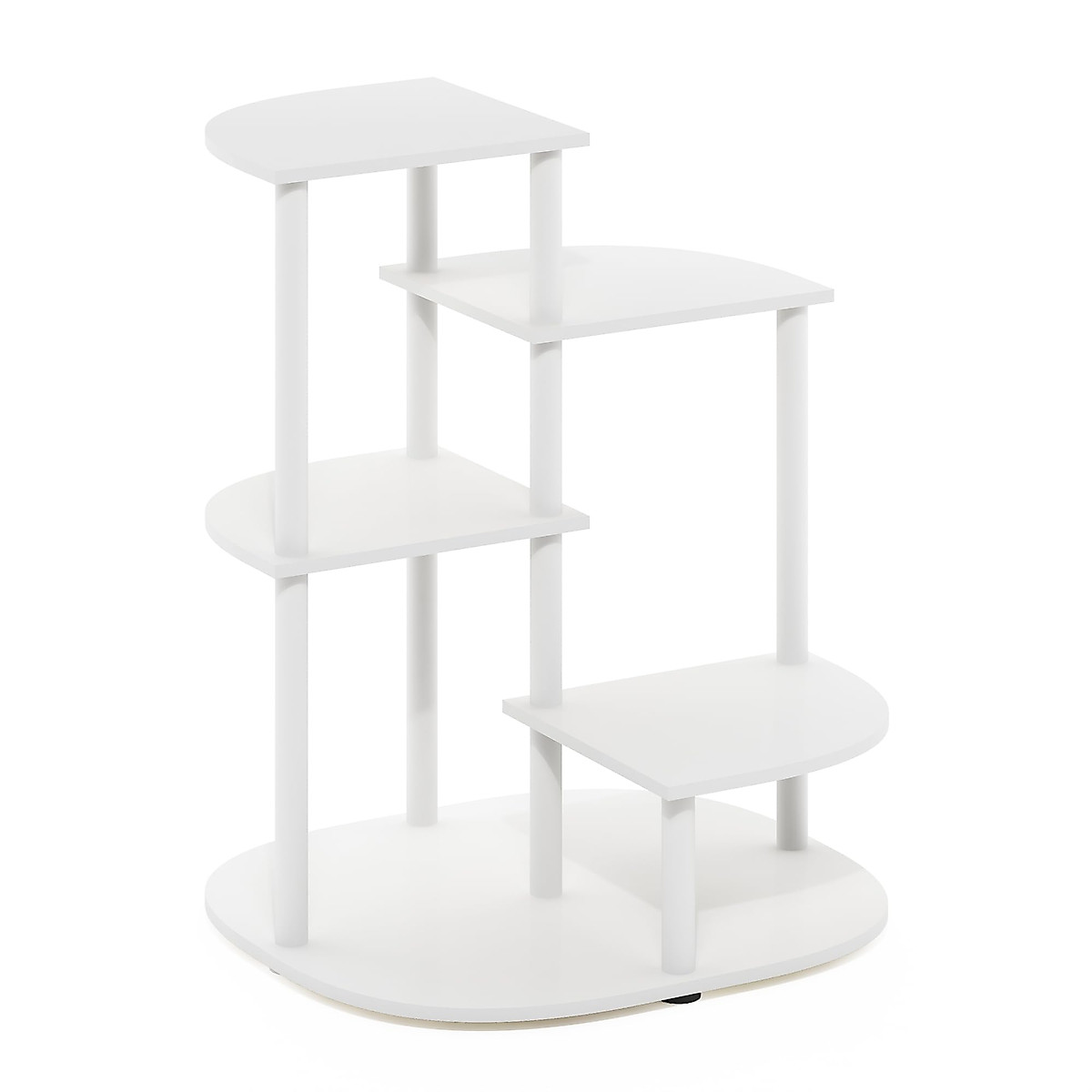 Furinno Celuka 4-Tier Indoor Outdoor Plant Stand Plant Shelf Corner Display Rack for Multiple Plants, White/Virgin White