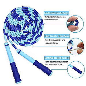 Jump Rope, Adjustable Length Tangle-Free Segmented Soft Beaded Skipping Rope, Fitness Jump Rope for Kids, Man, and Women Weight Loss 9.2 Feet(3-Pack)