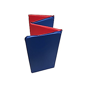 Case of 8 - KinderMat, 5/8" Thick, 4-Section Rest Mat, 45" x 19" x 5/8" Vinyl, Red/Blue, Great for School, Daycare, Travel, and Home, Made in The USA
