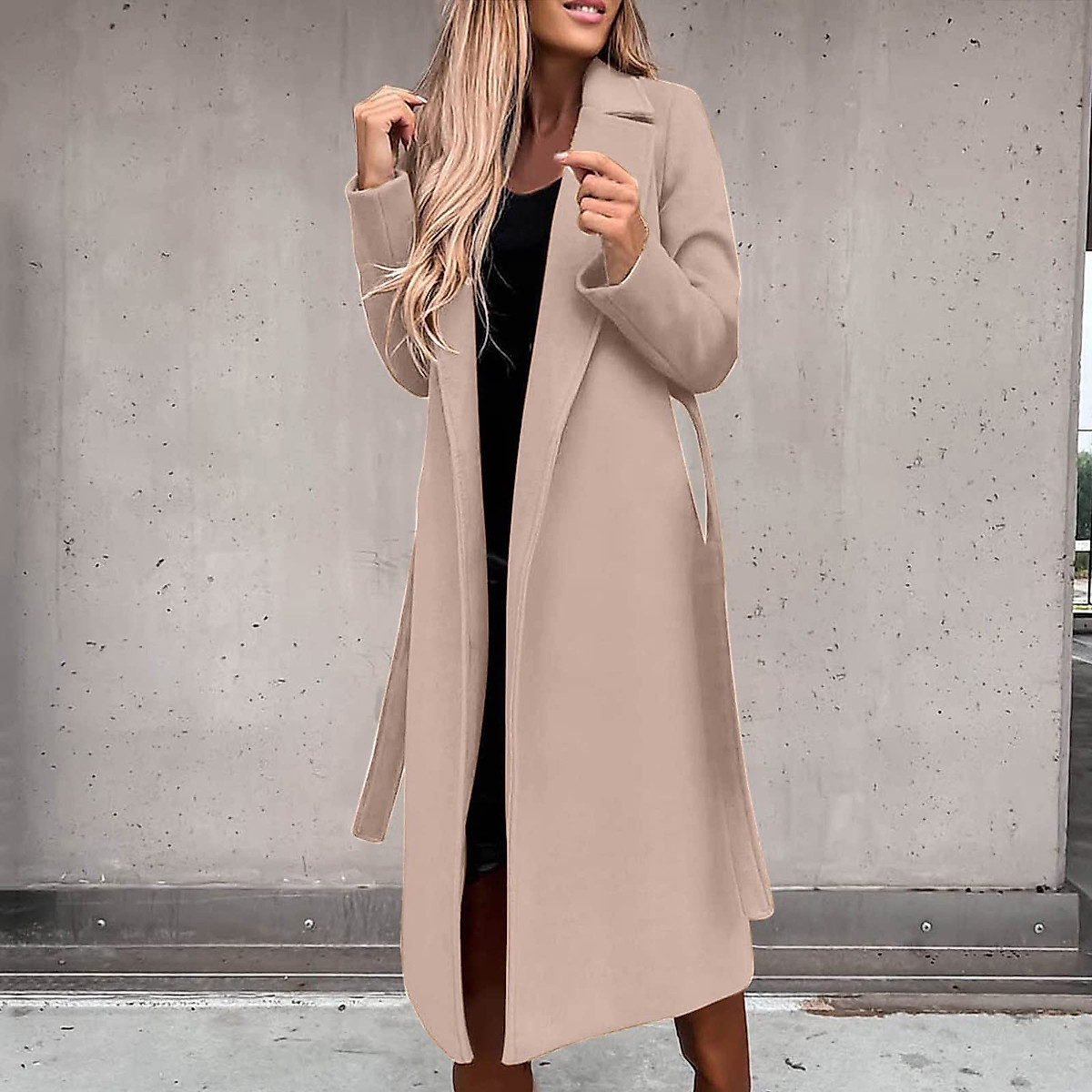 Hvyesh Deals Prime of the Day Today Only Women's Wool Blend Trench Winter Jackets Mid Long Warm Pea Coats Dressy Casual Double Breasted Overcoat with Pockets Sales Today Deals Prime Clearance