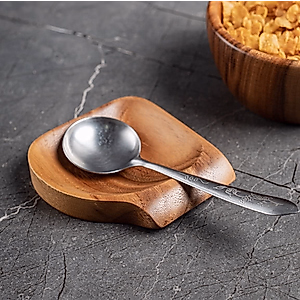 Large Acacia Wood Spoon Rest (5"): Farmhouse Holder to Rest Utensils, Ladles, Tea Spoons & Spatulas On Stoves, Work Tops & Table Tops - Handcrafted & Sustainably Grown