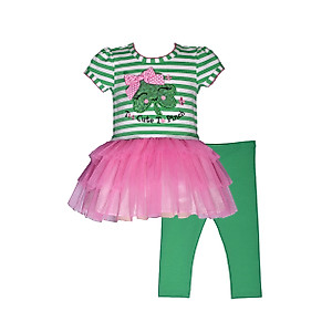 Bonnie Jean Baby, Toddler, Little Girls, and Big Girls St Patrick's Day Green Shamrock Tutu Top and Leggings Set