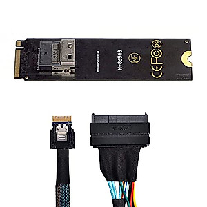 NFHK NGFF M-Key NVME to SFF-8654 Slimline SAS Card Adapter and U.2 U2 SFF-8639 NVME PCIe SSD Cable for Mainboard SSD