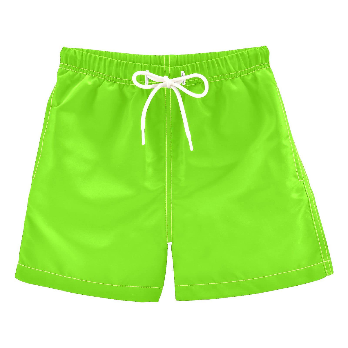Fluorescent Green Boys Swim Trunks Summer Drawstring Toddler Swim Board Shorts Quick Dry Little Boys Bathing Suit Beach Hawaii Vacation 2 Years