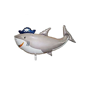 2pcs Shark Balloons Large Aluminum Foil Shark Balloon Pirate Theme Ocean Theme Birthday Party Decorations Baby Shower