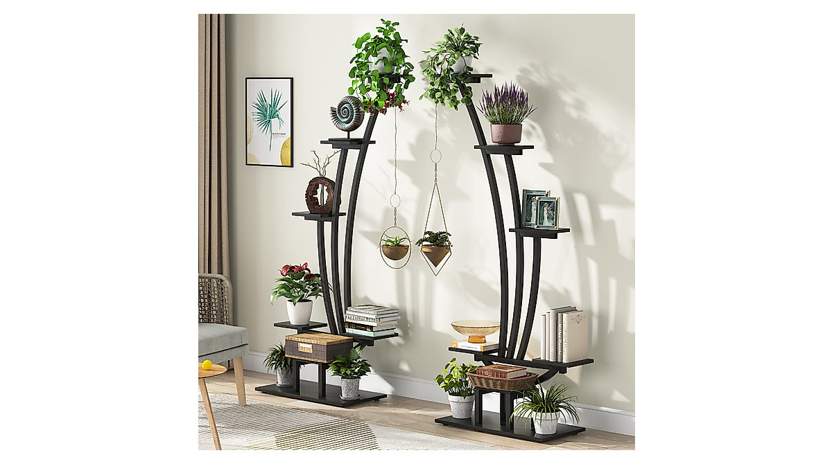 Tribesigns 6-Tier Indoor Plant Stand - 2 Pack Curved Metal Display