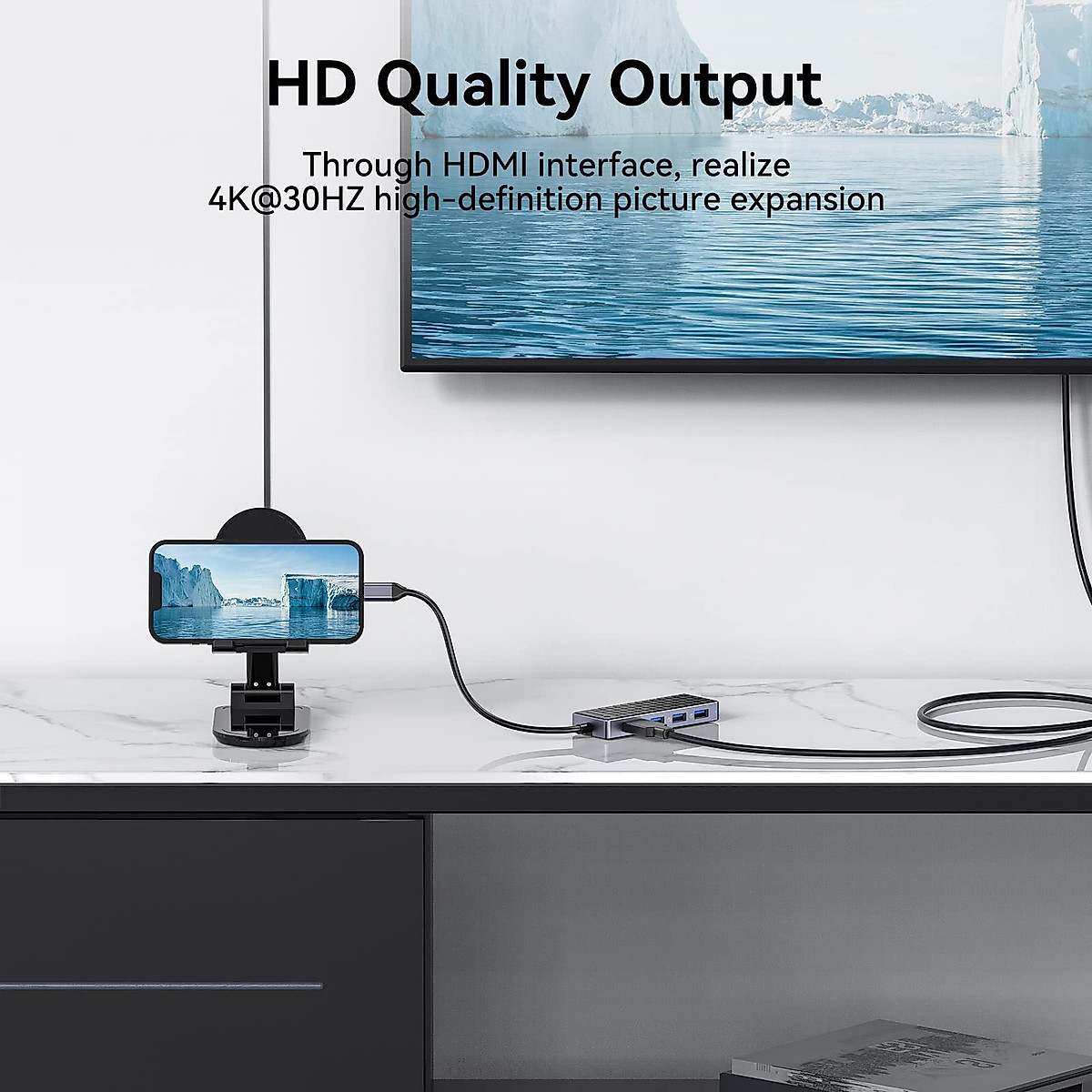 Yottamaster USB C Hub Hdmi Adapter, 6 in 1 USB C Hub Multiport Adapter with 4K HDMI, USBA 3.0, 100W PD, 3.5mm Audio, Compatible with Type C Laptop Devices