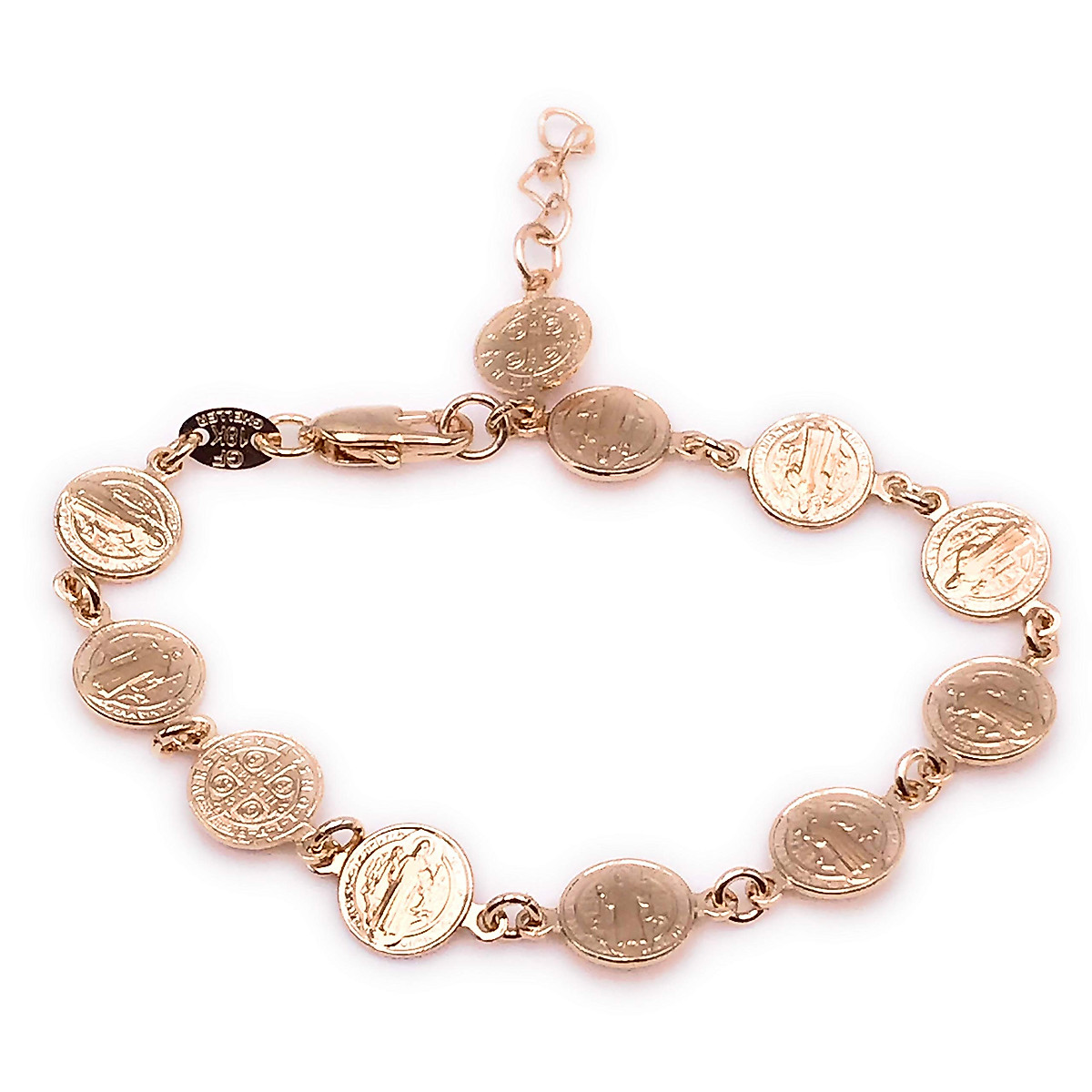 Art & Designs by AA Blessing Religious Bracelet Saint Benedict Gold Metal Charms Protection Jewelry
