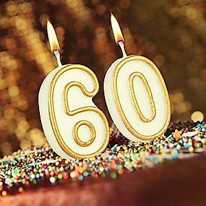 10 Pieces Cake Number Candles Birthday Numeral Candles Numbers 0-9 White Candles with Golden Edges Cake Topper Candle Decoration for Wedding Birthday Party Supply