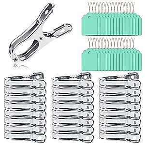YBB 50 Pcs 2-inch Stainless Steel Greenhouse Clamps Clips with 20 Pcs Hang Tags, Heavy Duty Garden Clips for Netting Plant Cover Film on Greenhouse Hoops