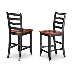 East West Furniture TRFA3-BLK-W 3 Piece Counter Height Dining Set for Small Spaces Contains a Round Dining Room Table and 2 Wooden Seat Chairs, 42x42 Inch, Black & Cherry